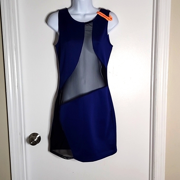 Great Glam | Dresses | Great Glam Very Sexy Blue And Sheer Dress Open ...